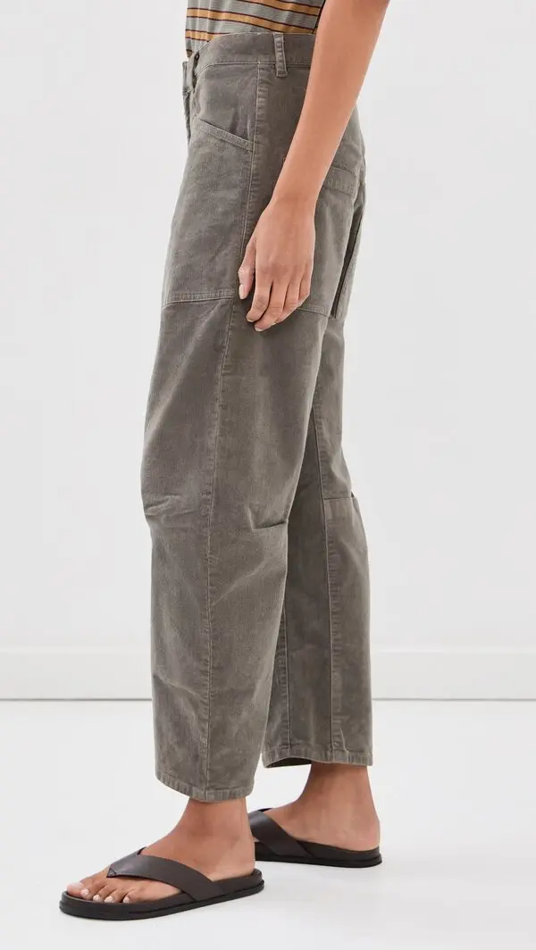 NILI LOTAN Shon Barrel Pants In Corduroy - Sage Grey