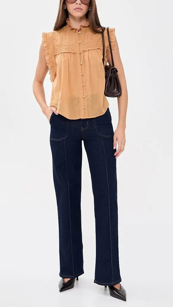 FRAME Le Slim Palazzo Pintuck Pocket Jeans