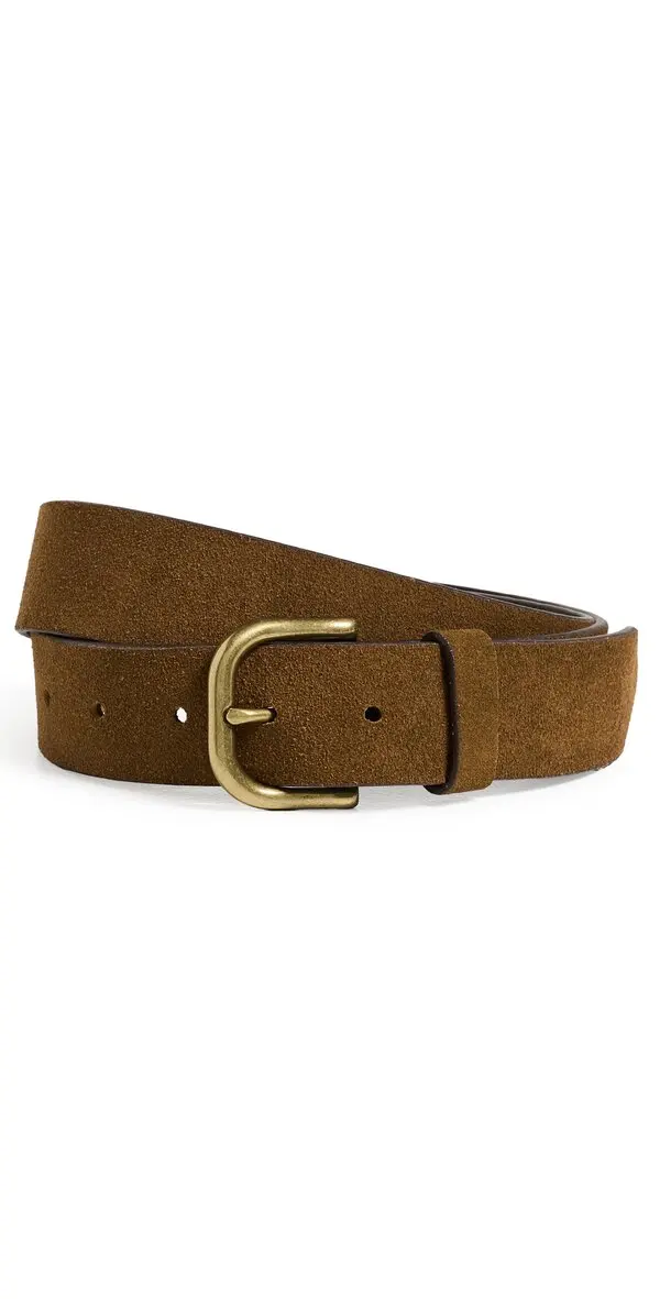 Madewell Suede Belt With Brass Buckle - Forage