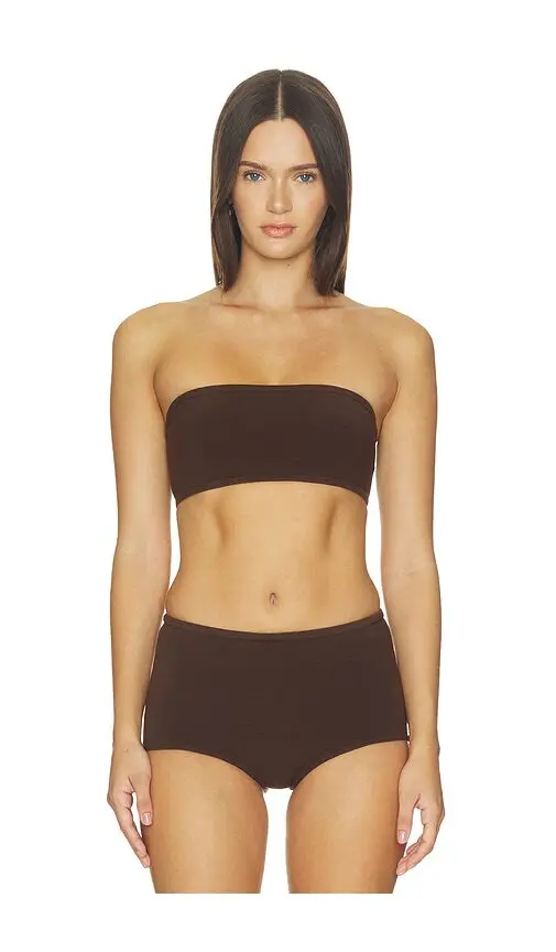 SRG Adelynn Knit Bandeau Bra In Chocolate - Chocolate Brown