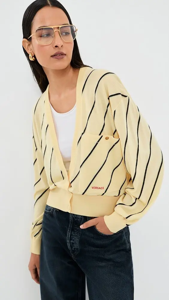 Versace Intarsia Knit Cardigan