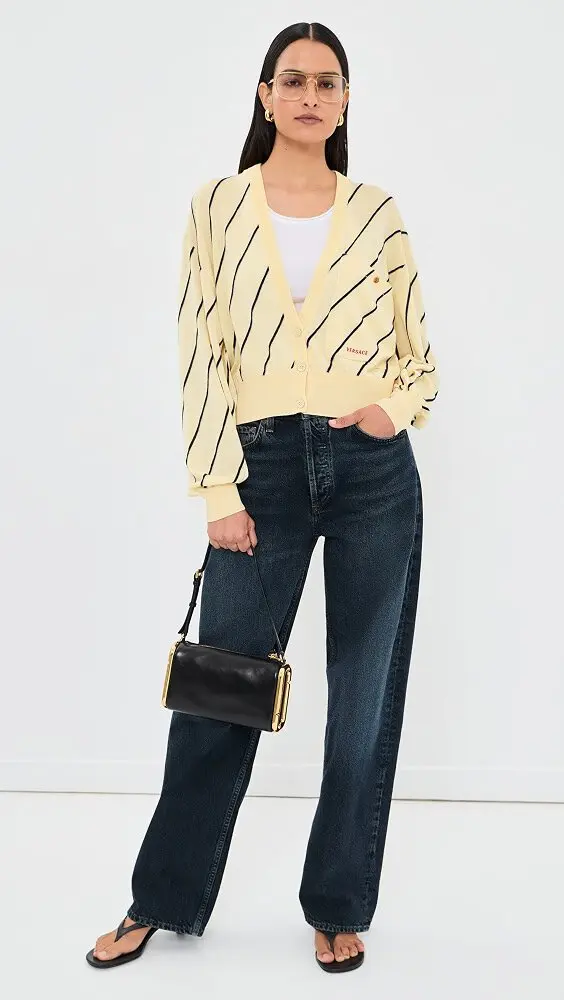 Versace Intarsia Knit Cardigan