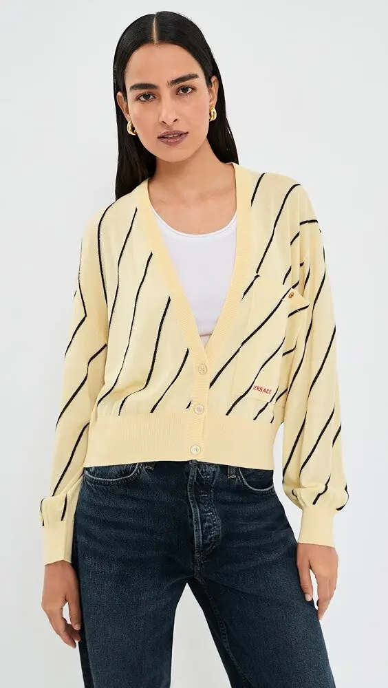 Versace Intarsia Knit Cardigan