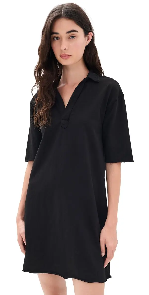 Frank & Eileen Emma Mini Henley Dress - Black