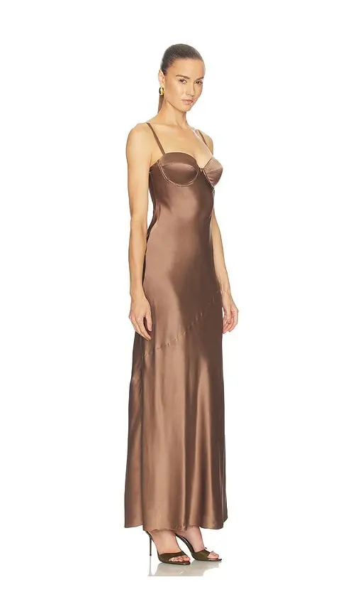 L'Agence Sayla Bias Cut Maxi Dress In Taupe - Cardamom
