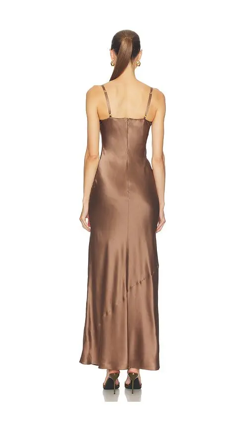 L'Agence Sayla Bias Cut Maxi Dress In Taupe - Cardamom
