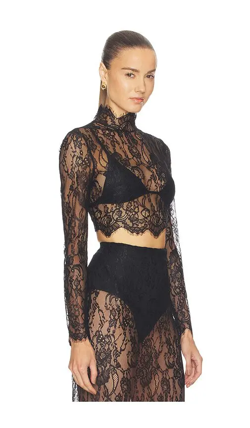 L'Agence Henriette Lace Cropped Top