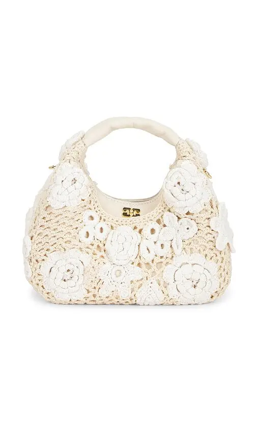 GANNI Hobo Mini Crochet Bag In White
