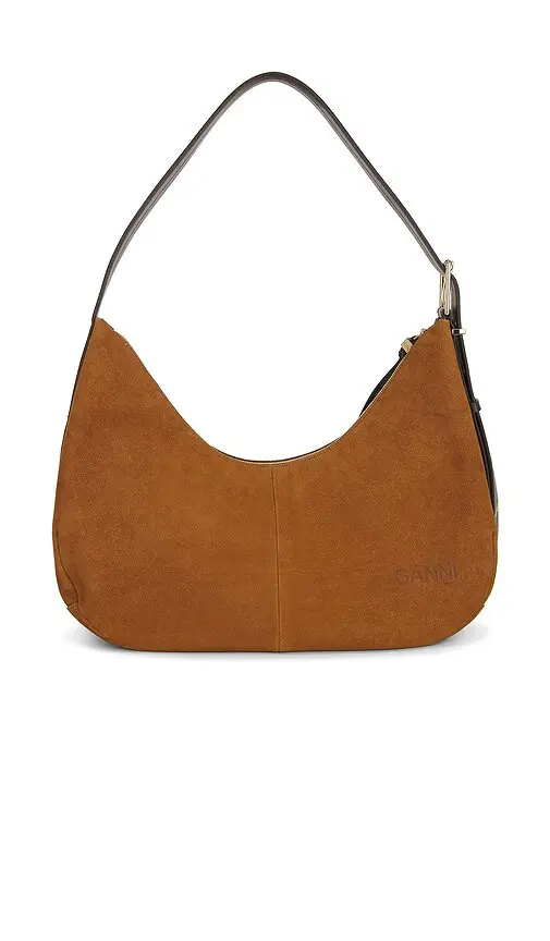 GANNI Suede Hobo Bag - Caramel Caf?
