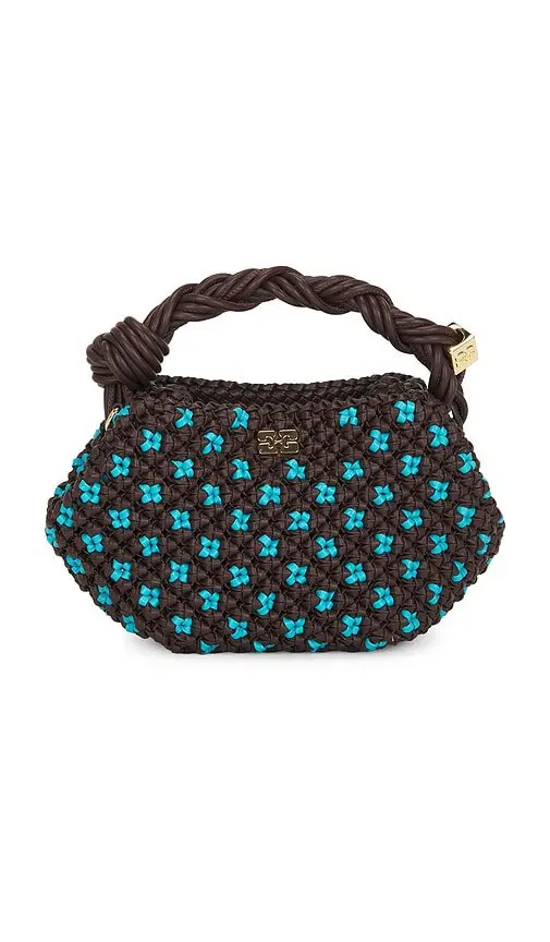GANNI Bou Mini Braided Bag In Brown