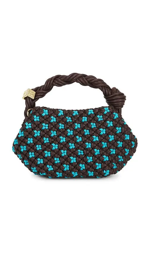 GANNI Bou Mini Braided Bag In Brown