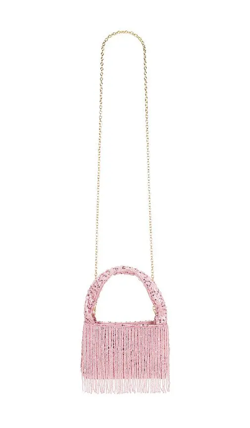 8 Other Reasons Compact Sequin Bag With Cascading Frin In Pink - Light Pink