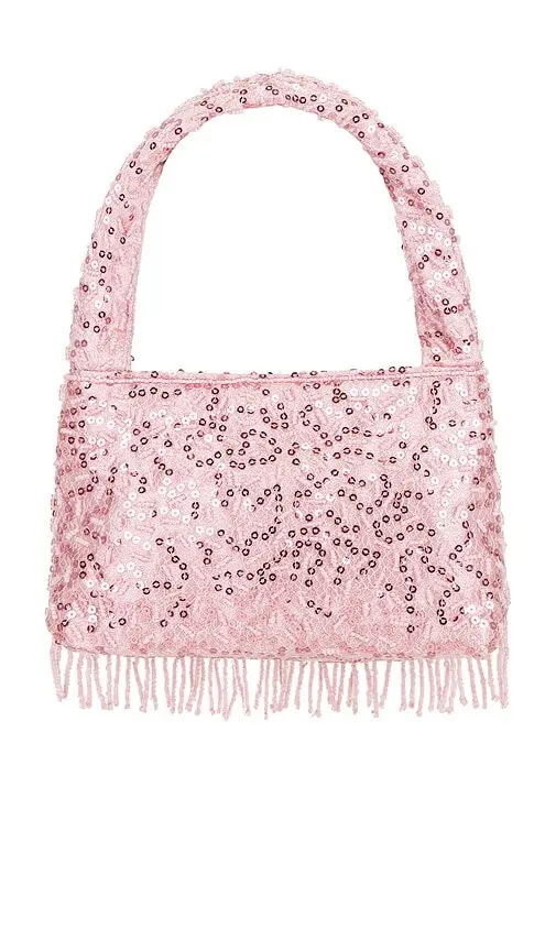8 Other Reasons Compact Sequin Bag With Cascading Frin In Pink