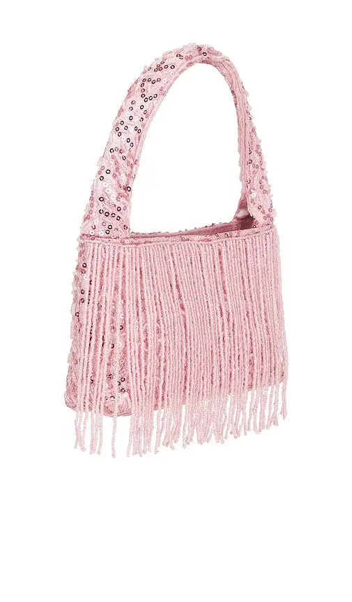 8 Other Reasons Compact Sequin Bag With Cascading Frin In Pink