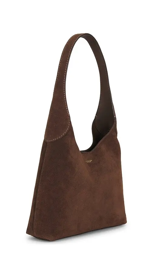 COACH Suede Brooklyn Shoulder Bag 28 In Chocolate