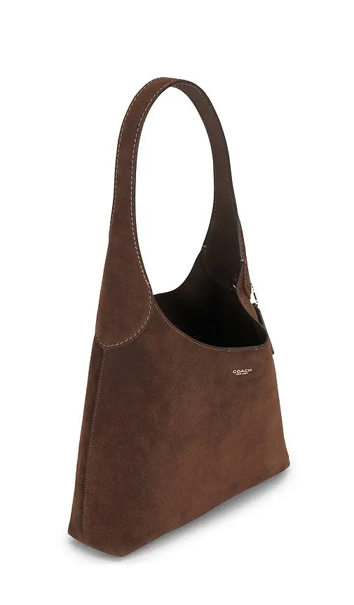 COACH Suede Brooklyn Shoulder Bag 28 In Chocolate