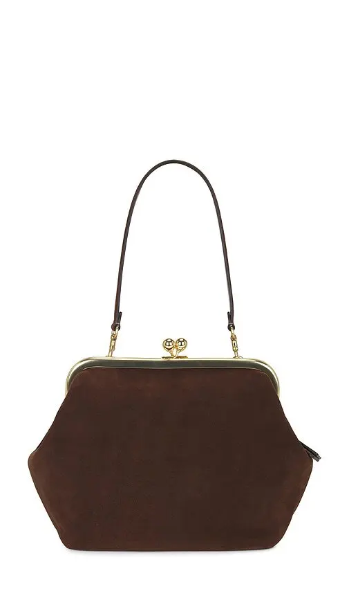COACH Suede Kisslock Frame Bag 27 In Chocolate - Dark Chocolate