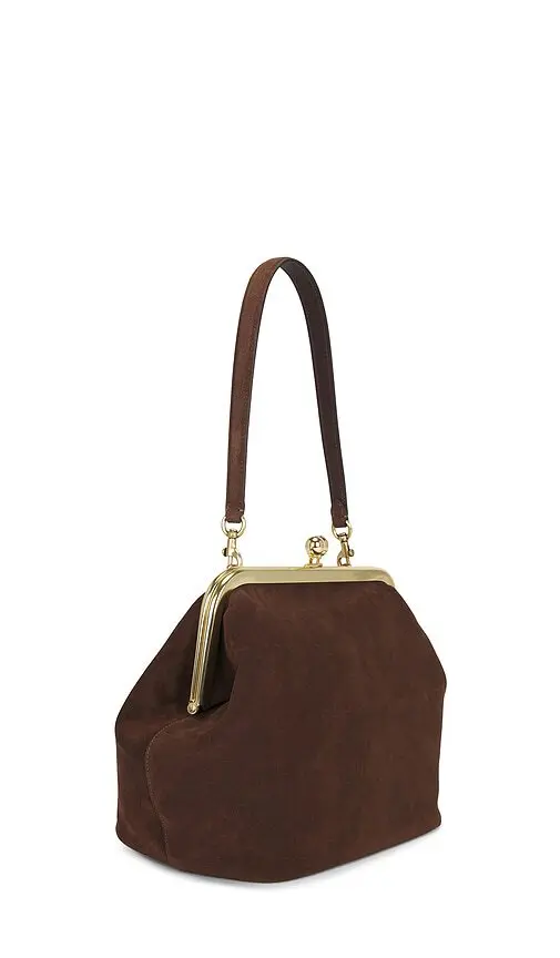 COACH Suede Kisslock Frame Bag 27 In Chocolate