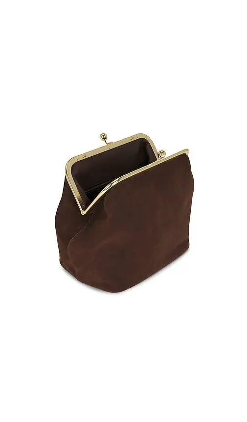 COACH Suede Kisslock Frame Bag 27 In Chocolate
