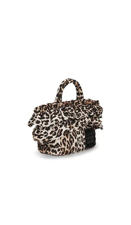 GANNI Mini Shopper Ruffle Print In Brown