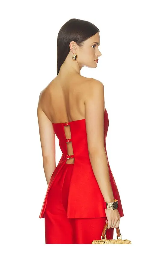 SRG Red Wool And Silk Blend Strapless Top