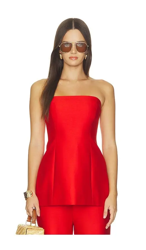 SRG Red Wool And Silk Blend Strapless Top