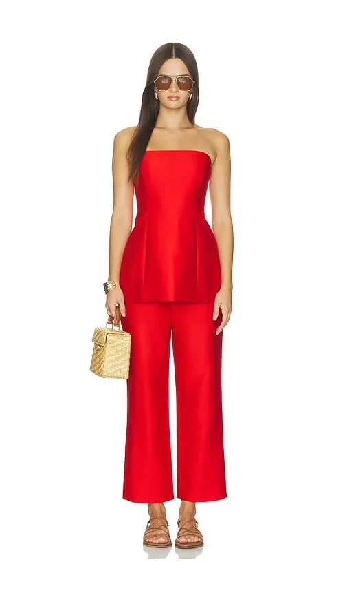 SRG Red Wool And Silk Blend Strapless Top