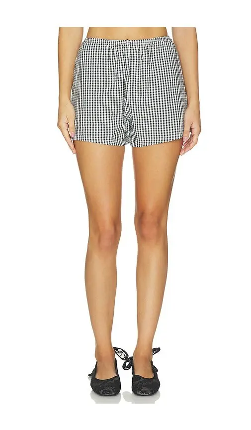 Donni. X Cotton Gingham Stripe Tap Shorts - Jet