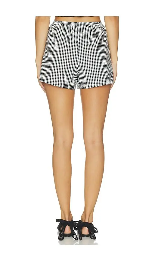 Donni. X Cotton Gingham Stripe Tap Shorts - Jet