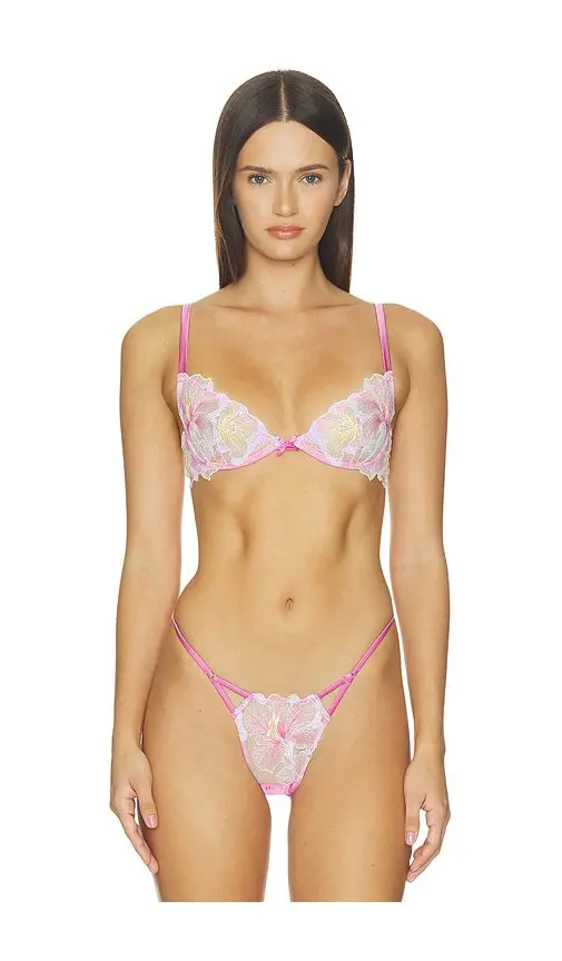 FLEUR DU MAL Sequin Hibiscus Demi Bra In Pink - Pink Desire