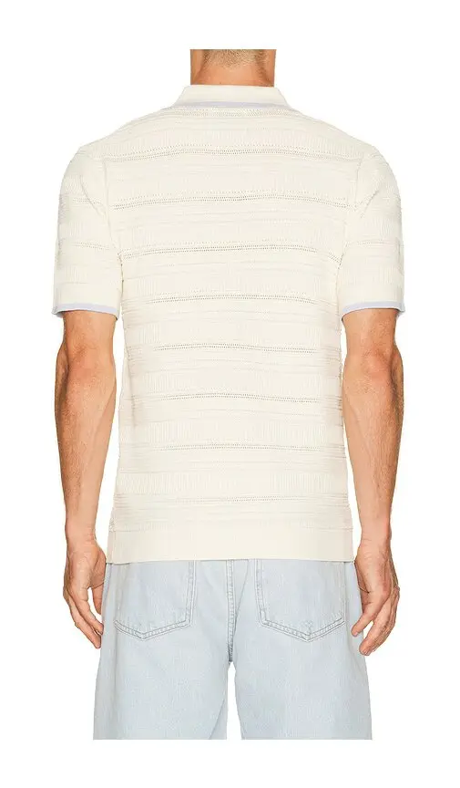 Scotch & Soda Structured Knitted Regular Fit Polo In Cream