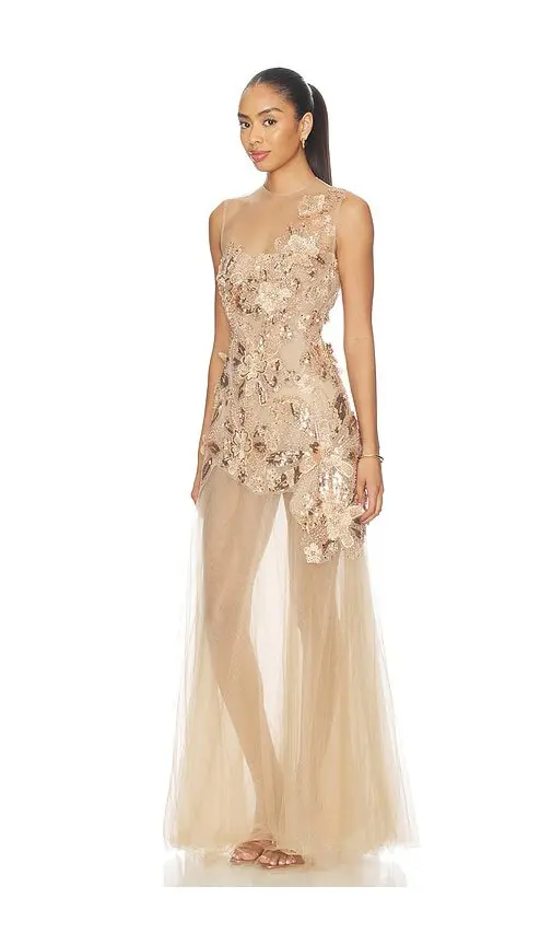 BRONX BANCO Layla Embellished Maxi Dress