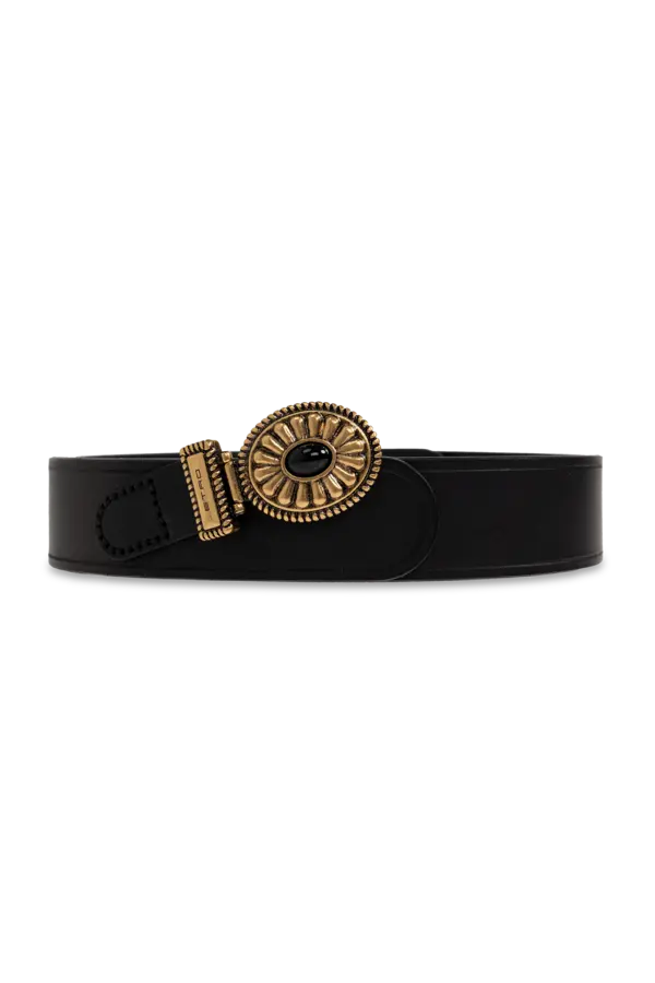 Etro Wide Leather Belt With Embellished Buckle