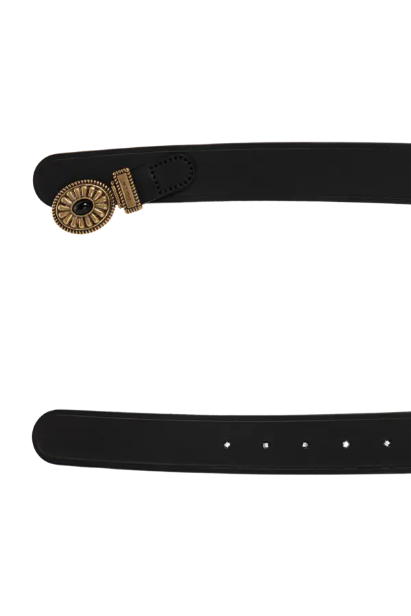 Etro Wide Leather Belt With Embellished Buckle