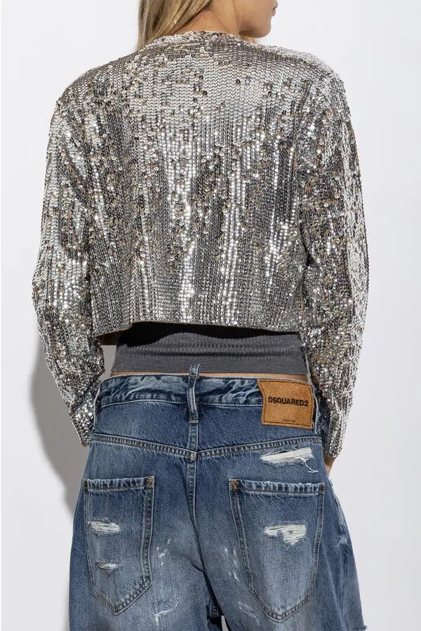 Dsquared2 Wool Cardigan With Shimmering Sequins