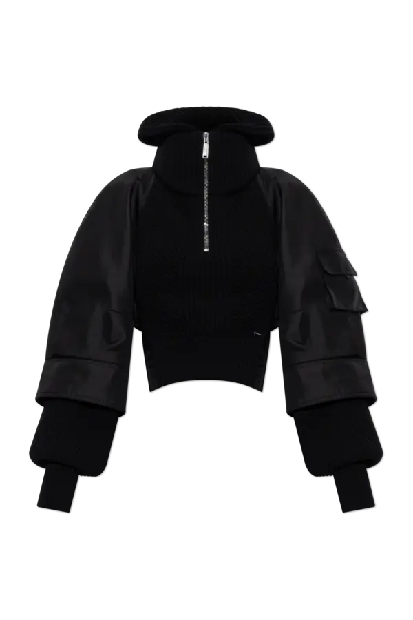 Dsquared2 Wool Blend Cropped Jacket With Puffed Sleeves