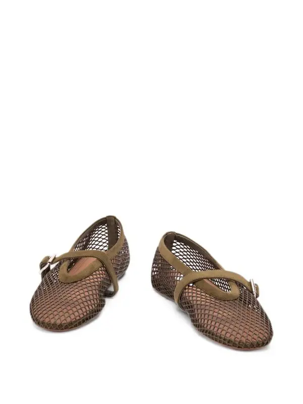 Alaïa Fishnet Ballet Flats - Green