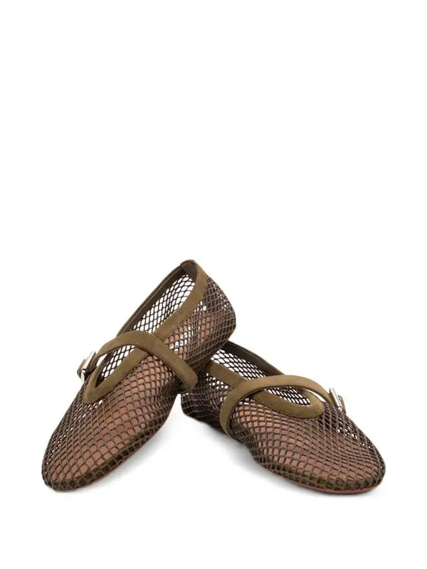 Alaïa Fishnet Ballet Flats - Green