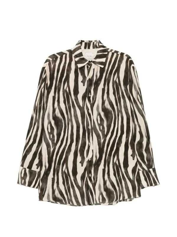 ALYSI Zebra Print Button-up Shirt
