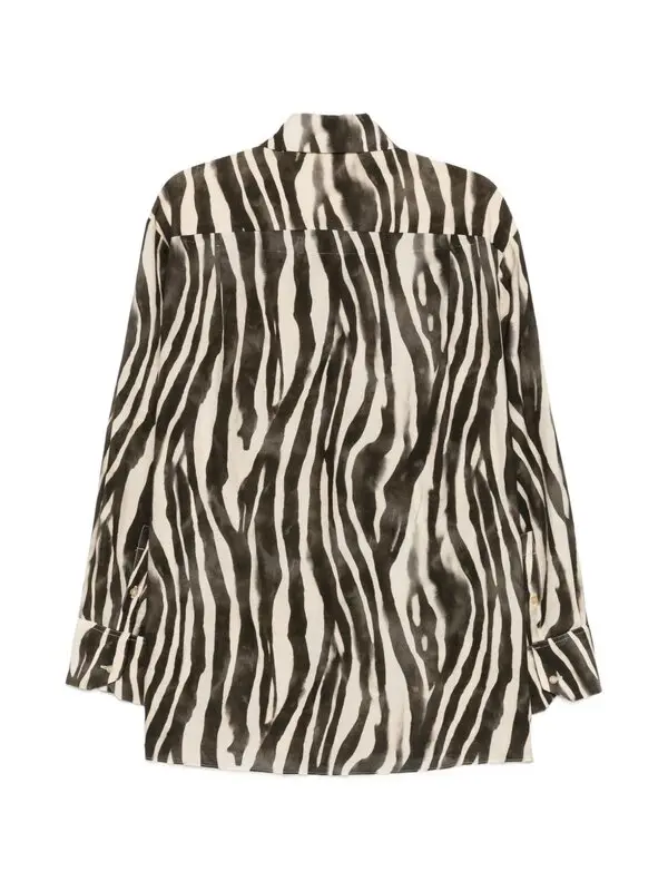 ALYSI Zebra Print Button-up Shirt
