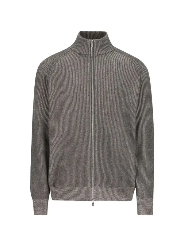 Brunello Cucinelli Ribbed Knit Zip-up Cardigan