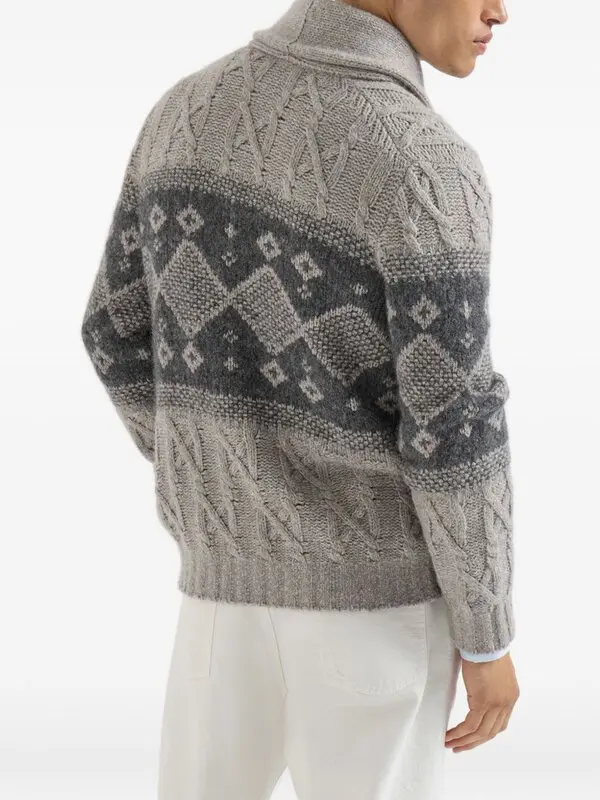 Brunello Cucinelli Wool And Silk Blend Shawl Collar Cardigan
