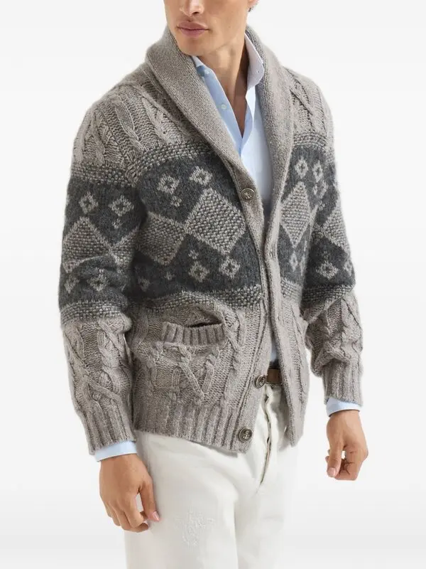 Brunello Cucinelli Wool And Silk Blend Shawl Collar Cardigan