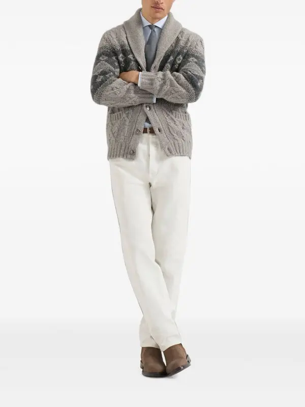 Brunello Cucinelli Wool And Silk Blend Shawl Collar Cardigan