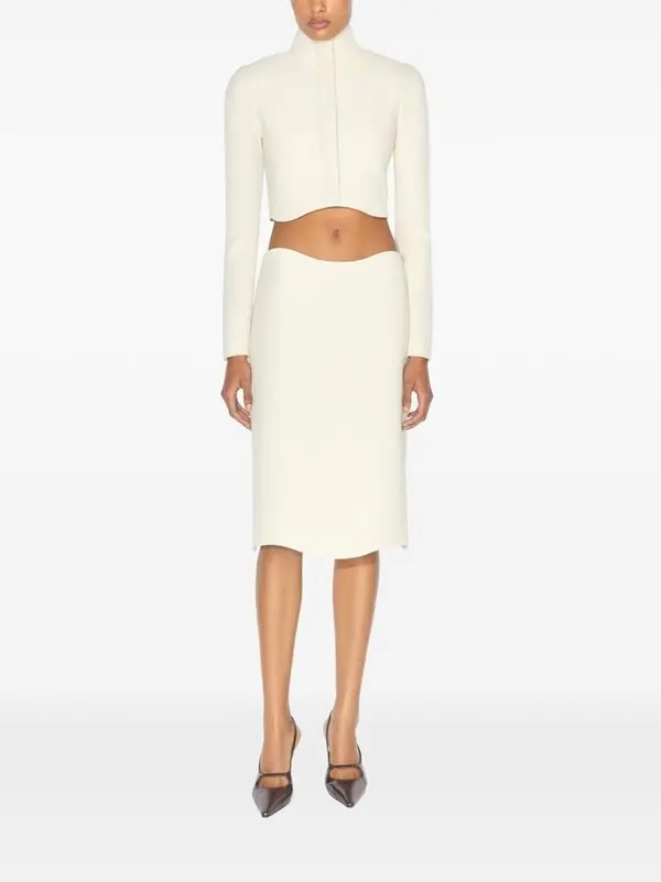 Alaïa Cropped Wool Tailored Jacket - White