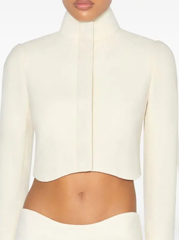 Alaïa Cropped Wool Tailored Jacket - White