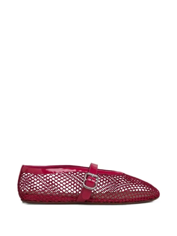 Alaïa Fishnet Ballet Flats With Buckle Detailing - Red