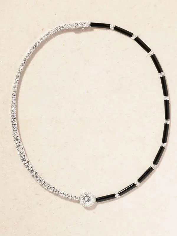 Nikos Koulis 18-karat White Diamond And Enamel Necklace - Gold