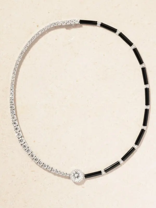 Nikos Koulis 18-karat White Diamond And Enamel Necklace - Gold