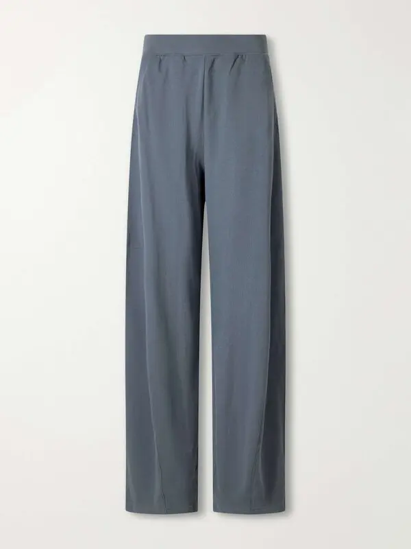 Tibi Winslow Cotton Jersey Wide-leg Track Pants - Storm Blue